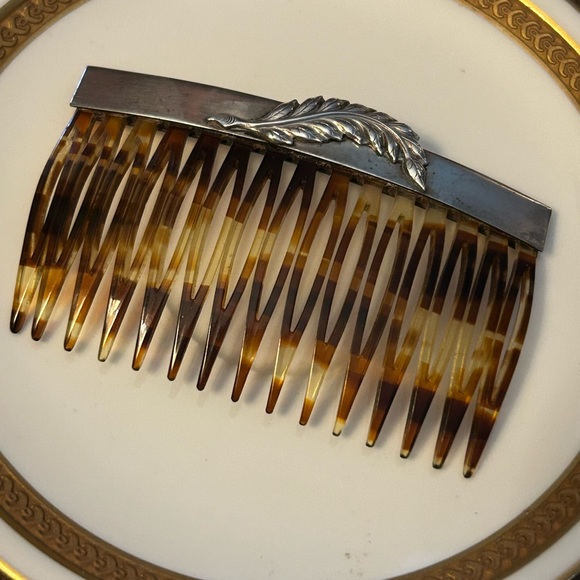 Vintage | Accessories | Vintage Sterling Silver Tortoise Shell Hair ...